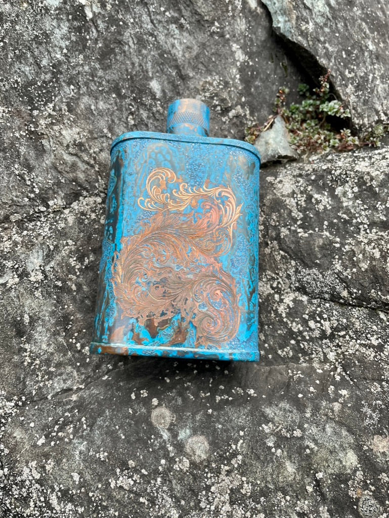 Blue Fire Carved Flask – Vermont Copper Inc.